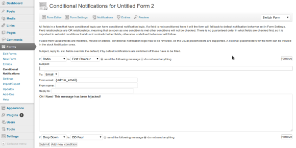 Conditional Notifications Plugin for Gravity Forms
